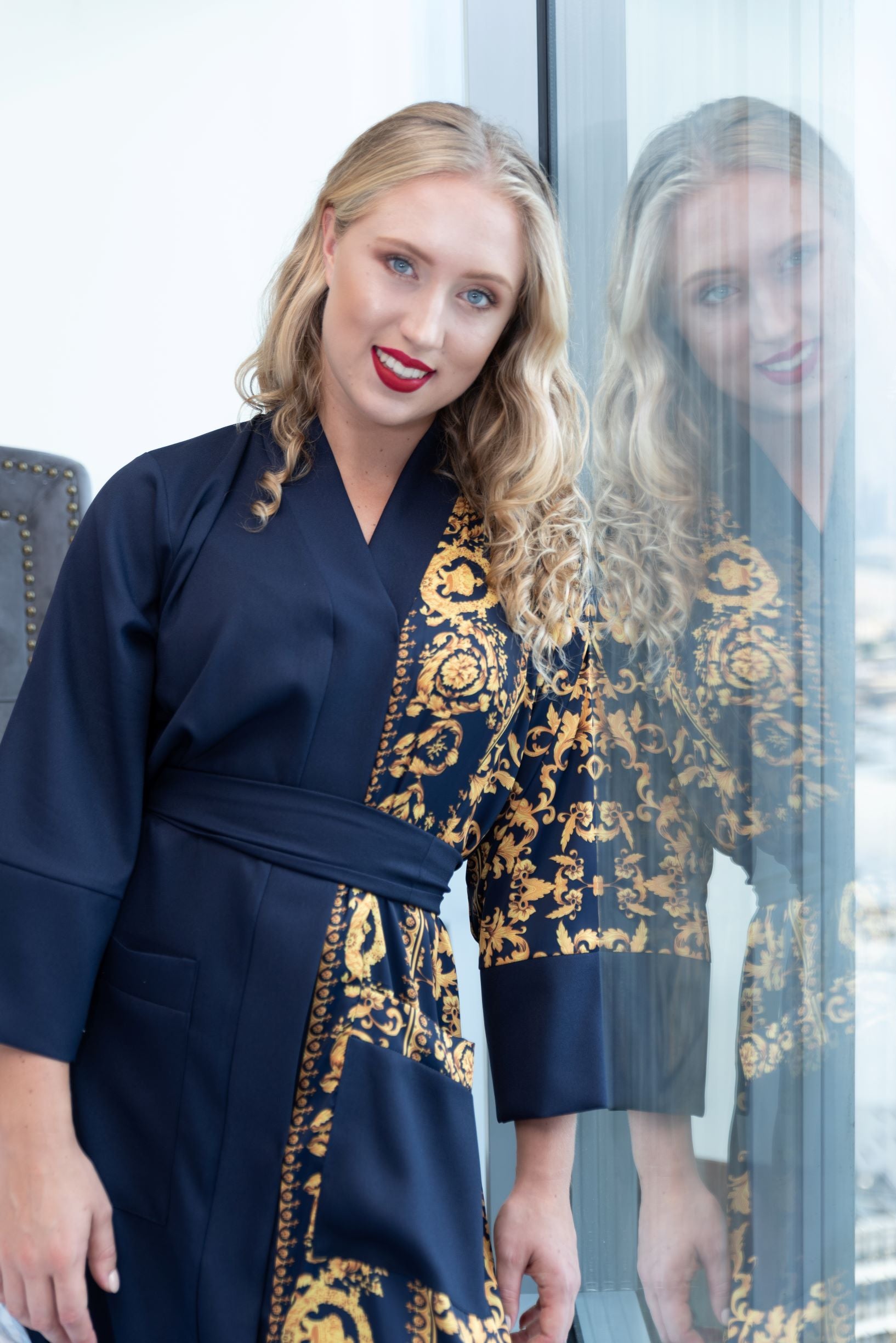 Blue Kimono Robe - Custom Bridesmaid Robes | Ellectives