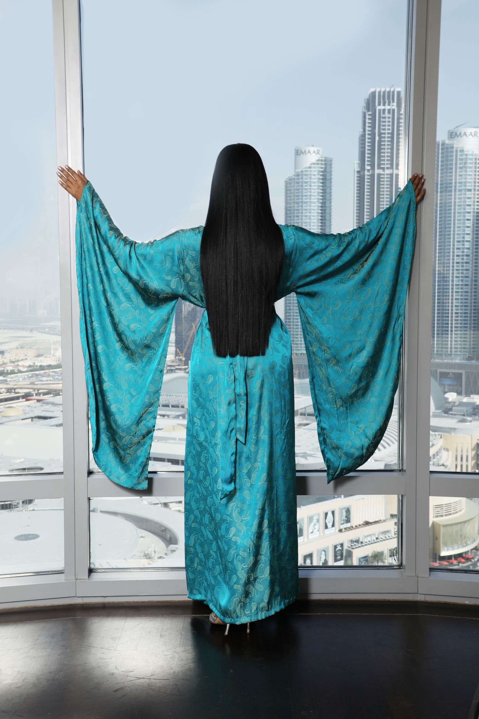 Turquoise Kimono Robe - Washable Silk Robe | Ellectives